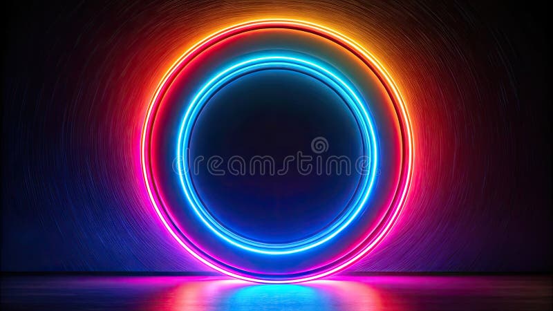 Intense Neon Circle Pulsations a Dynamic TwoTone Abstract Design ...
