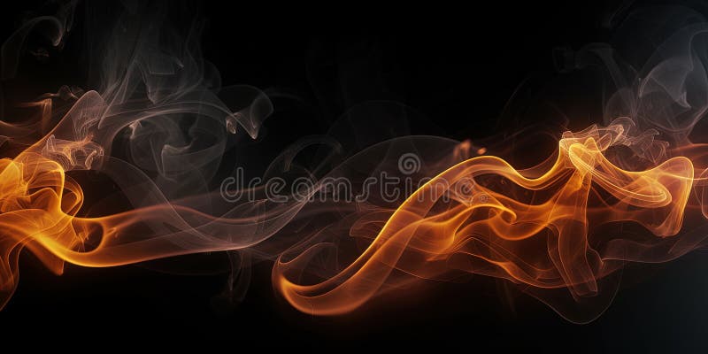 Intense Orange Smoke on Black Background Stock Image - Image of wave ...