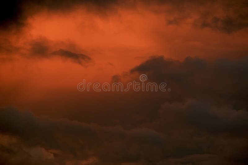 Intense Orange Sunset Cloudy Sky Stock Image - Image of summer, stormy ...