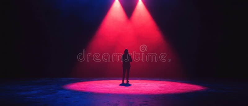 Intense Performance Highlighted by Powerful Spotlight on a Solo Singer ...