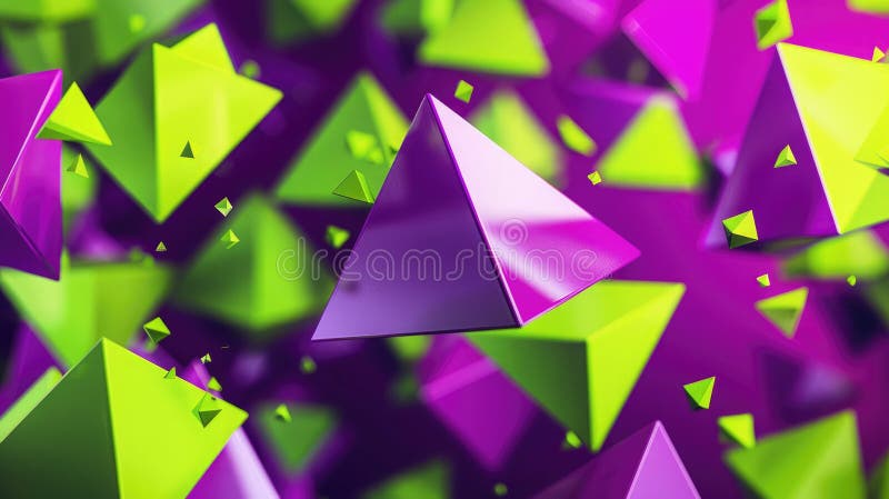 Intense Purple and Neon Green in a Vivid 3D Geometric Pattern with ...