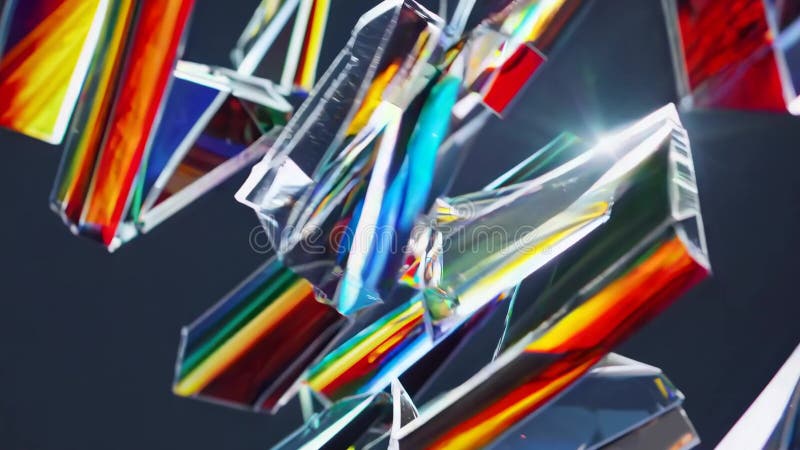 Intense Rainbow Spectrum Refracted through Crystal Prisms Macro View ...