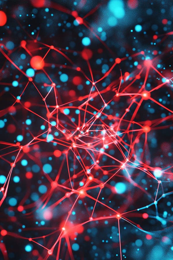 Intense Red and Electric Blue Signal Intersections Forming an Elaborate ...