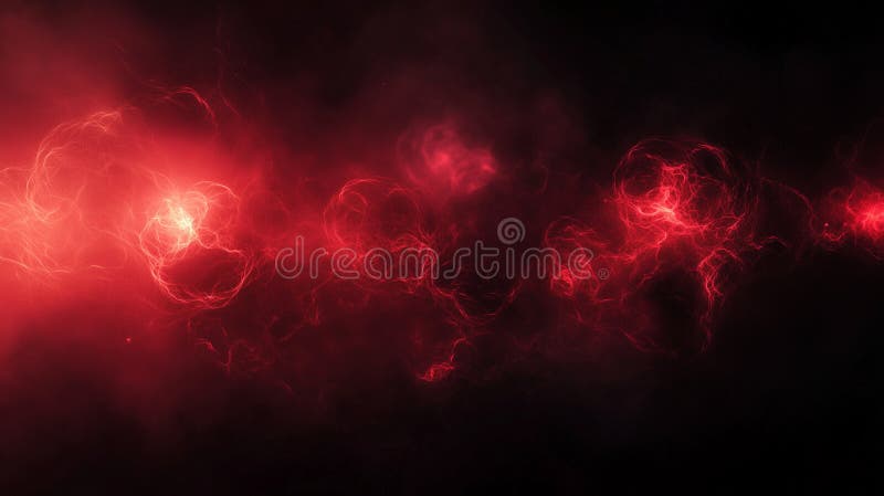 Intense Red Electric Glow with Dark Background and Flowing Abstract ...
