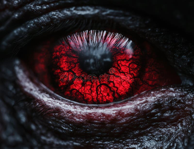 Intense Red Eye of a Wild Animal Stock Illustration - Illustration of ...