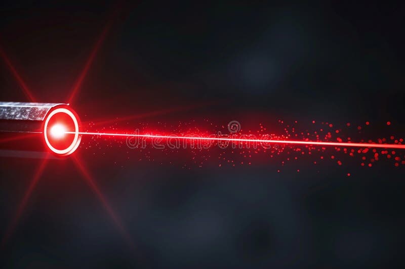 Intense Red Laser Light and Glowing Energy Burst with Sparkling ...