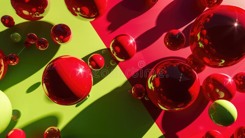 Intense Red and Lime Green in a Bright and Dynamic 3D Geometric Design ...