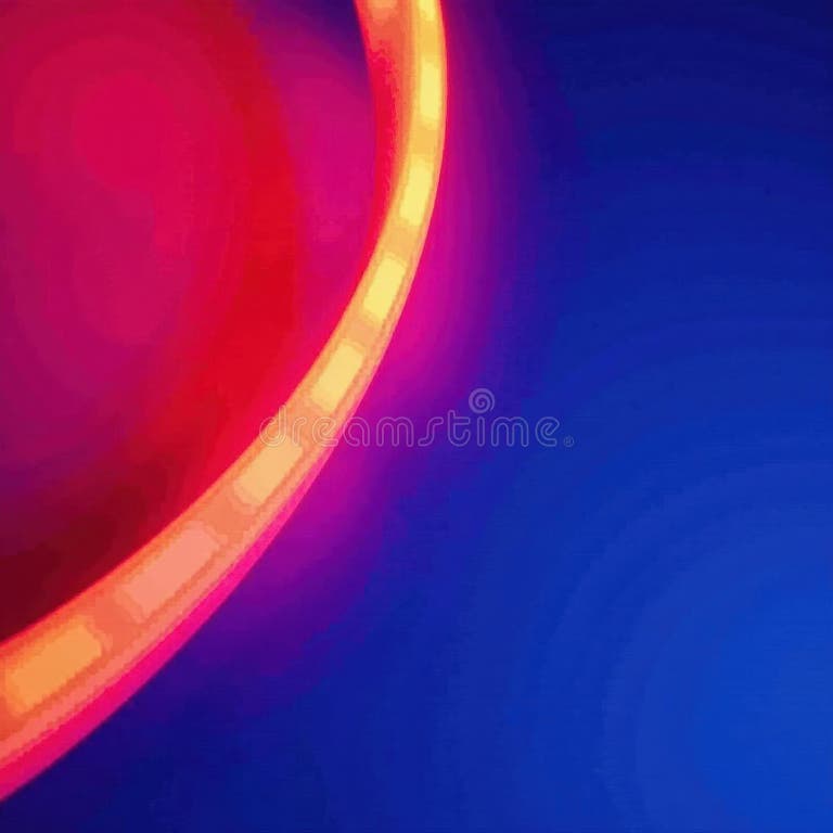 Intense Red Neon Light Forms Dynamic Shapes on a Cobalt Blue Surface ...