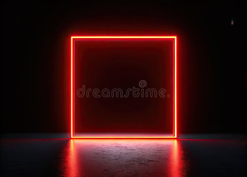 Intense Red Square Frame Glows Against a Deep Black Canvas Minimalist ...