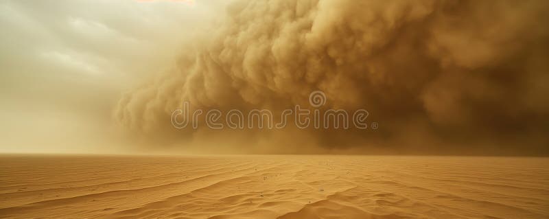 Intense Sandstorm Advancing Over an Empty Desert Horizon. Stock Photo ...