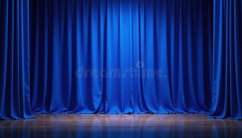Intense Sapphire Blue Stage Curtain, Rich Texture, Background, Dark ...