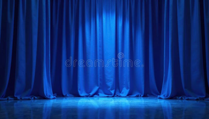 Intense Sapphire Blue Stage Curtain, Rich Texture, Scene, Design Stock ...