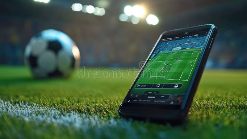 Intense Soccer Match Moment Vs Betting App Interface, Split Screen ...