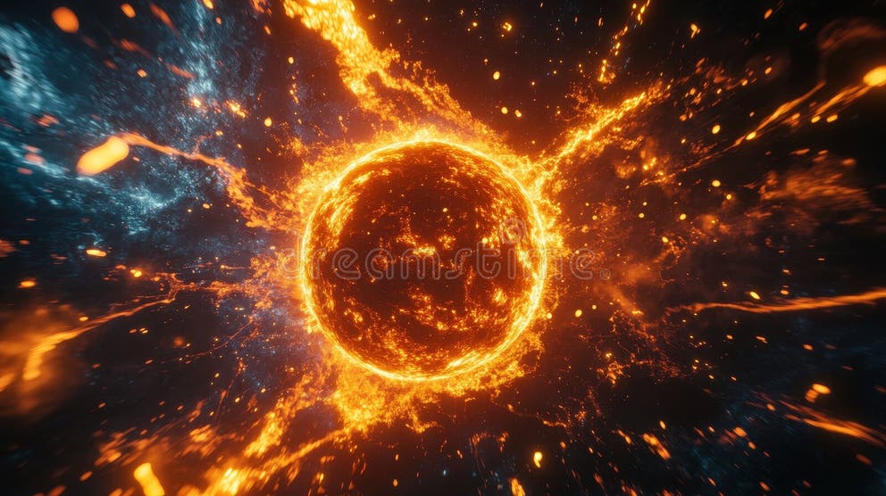 Intense Solar Core Explosion in Outer Space, Fiery Visuals Stock Image ...