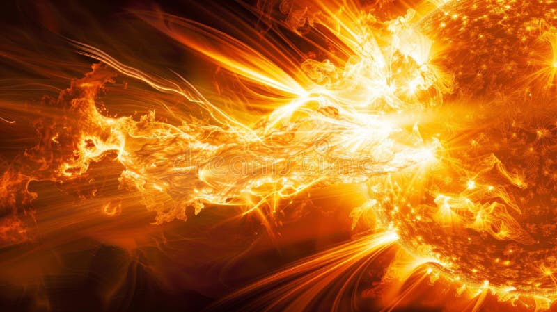 Intense Solar Flare Abstract Background with Radiant Energy Stock Photo ...