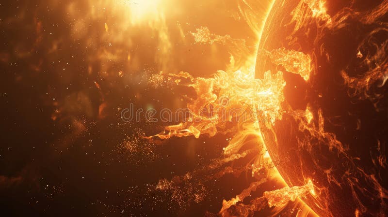 Intense Solar Flare Eruption on the Sun S Surface with Bright, Fiery ...