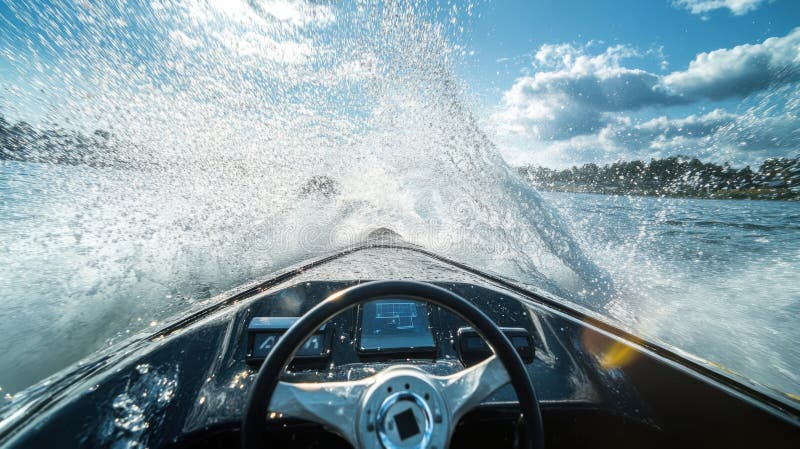 Intense Speedboat Racing with a Daring Pilot Taking a Sharp Turn ...