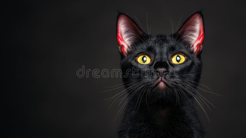 Intense Stare of a Black Cat with Glowing Eyes Stock Illustration ...