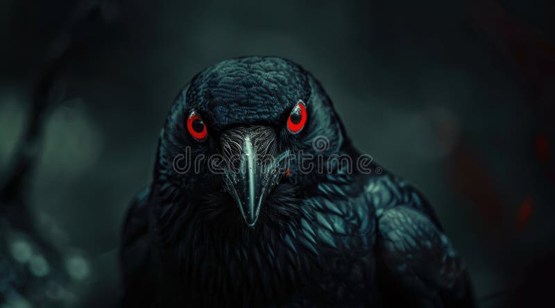 Intense Stare of a Dark Feathered Bird Stock Illustration ...