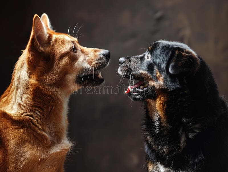 Intense Stare between Two Playful Dogs Stock Illustration ...
