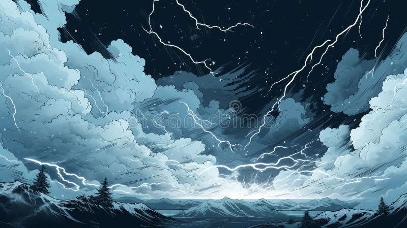 Intense Storm: a Graphic Novel Inspired Winter Storm Comic Image Stock ...