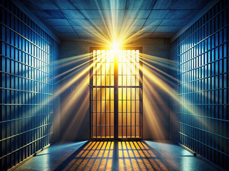 A Dramatic Prison Cell Illuminated by Sunbeams High Contrast ...