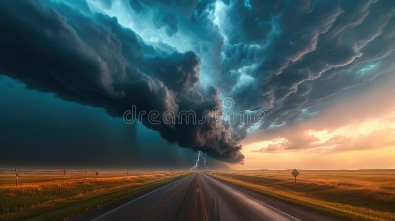 Intense Supercell Storm Unleashes Lightning and Fierce Winds Over Rural ...