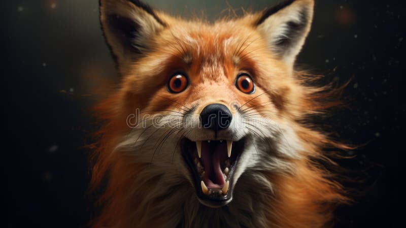 Intense and Surprised Fox: Hyper-realistic Vray Tracing Image Stock ...