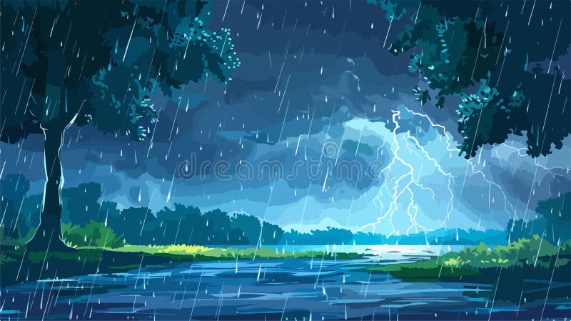 Intense Thunderstorm with Rain and Dramatic Weather Conditions Stock ...
