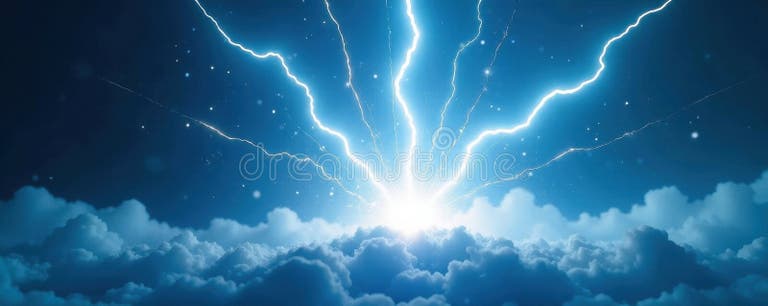 Intense White Light Beams Exploding Across a Cool Blue Backdrop ...