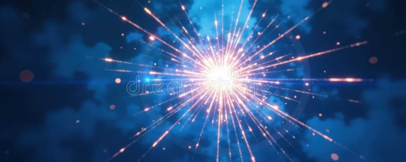 Intense White Light Beams Exploding Across a Cool Blue Backdrop ...