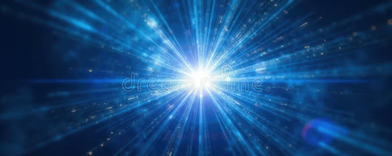 Intense White Light Beams Exploding Across a Cool Blue Backdrop ...