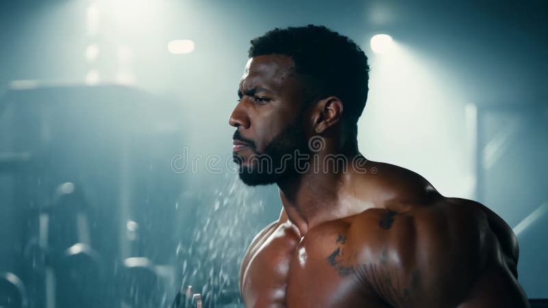 Intense Workout: Determined Athlete Lifting Weights in a Gym with ...