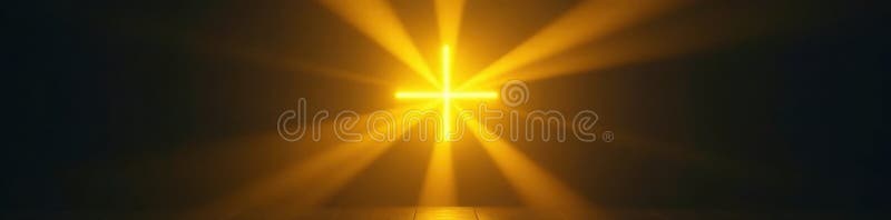 Intense Yellow Spotlight Beams Cross, Dramatic Effect, Yellow ...
