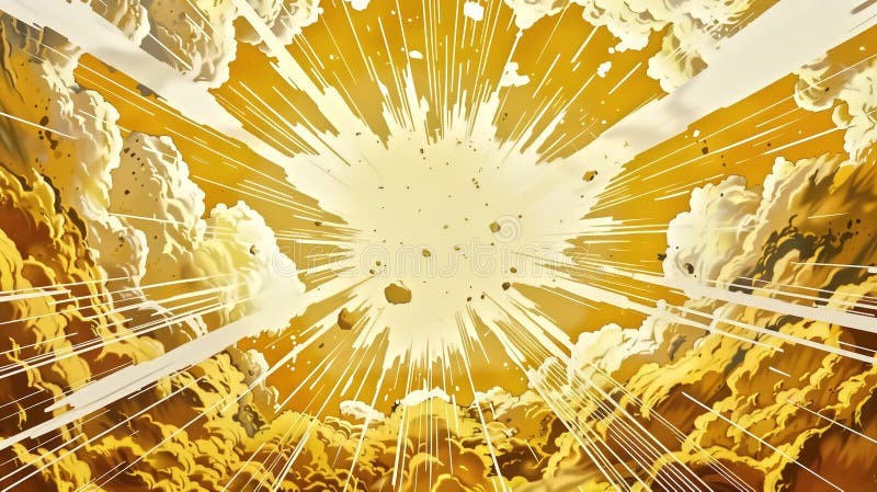 Intense Yellow Starburst with Sharp Lines and Cloud Accents Stock ...