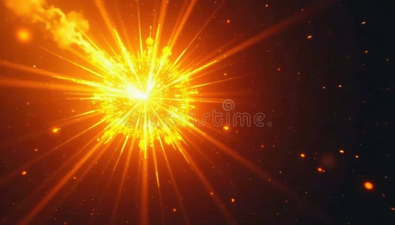 Intense Yellow Sunburst Explosion, Radiating Light Streaks, Golden ...