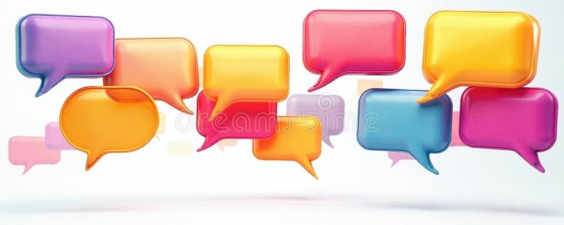 Intensely Colored Chat Bubbles, Scattered, Isolated on White, Multiple ...