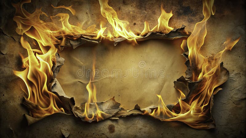 Intensely Detailed Image of Scorched Parchment with Realistic Fire ...