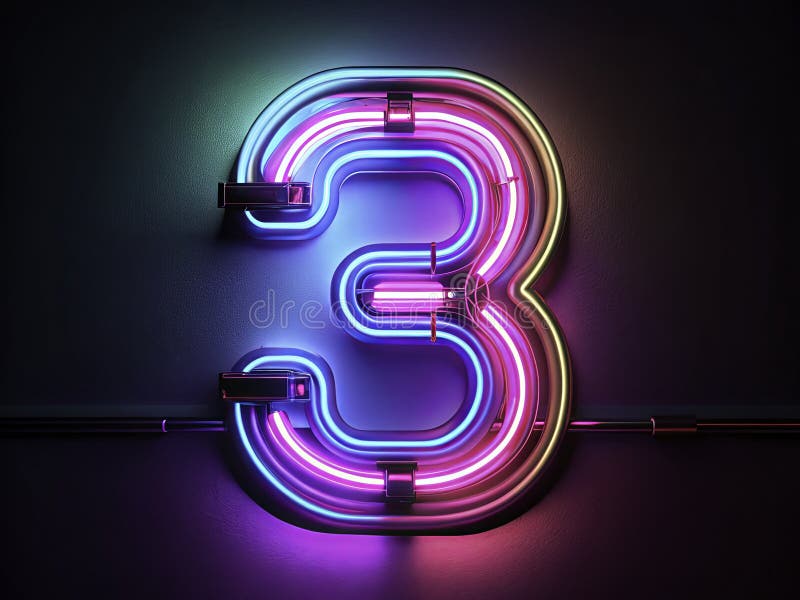Intensely Glowing Neon Number Sign a 3D Rendered Brightly Illuminated ...
