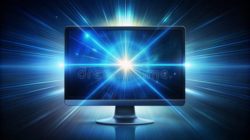 Intensely Pulsating Computer Screen a Sleek Display Radiates Dynamic ...