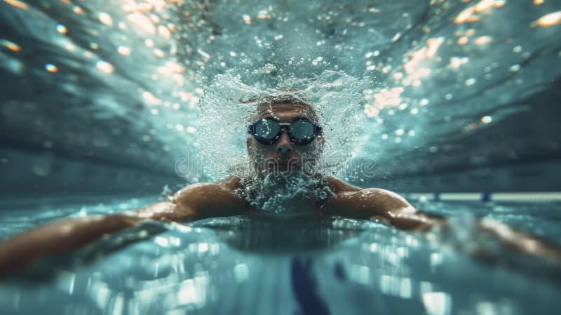 The Intensity of Competing in a Freestyle Swimming Sprint Stock ...