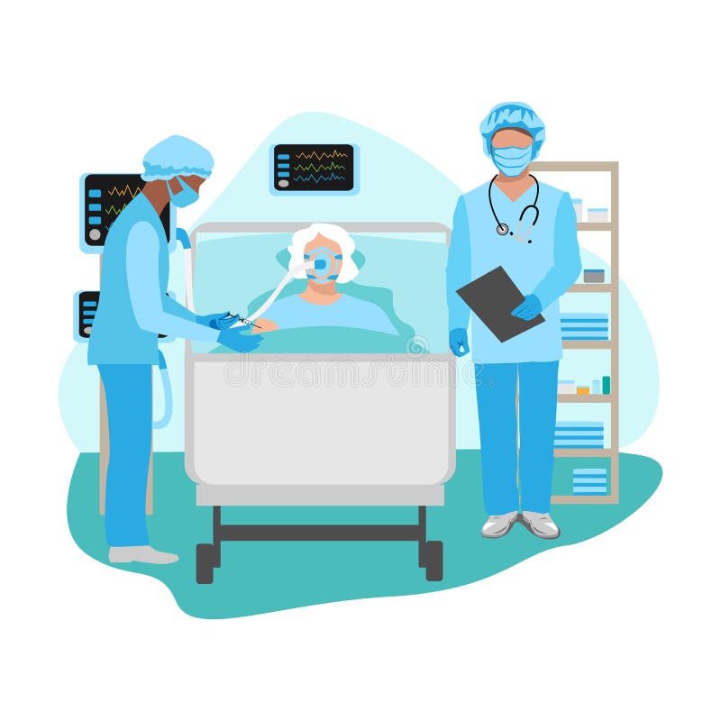 Doctor and Nurse Care for Patients in the Intensive Care Uni Stock ...