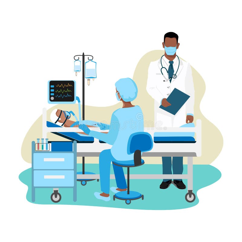 Doctor and Nurse Care for Patients in the Intensive Care Uni Stock ...