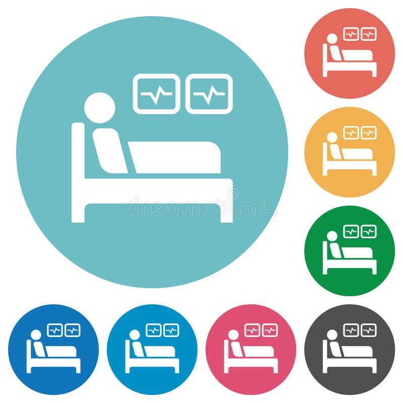Intensive Care Flat White Icons on Round Color Backgrounds Stock Vector ...