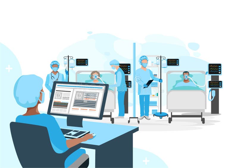 Nurse Monitors the Health Status of Patients through a Monitor in a ...
