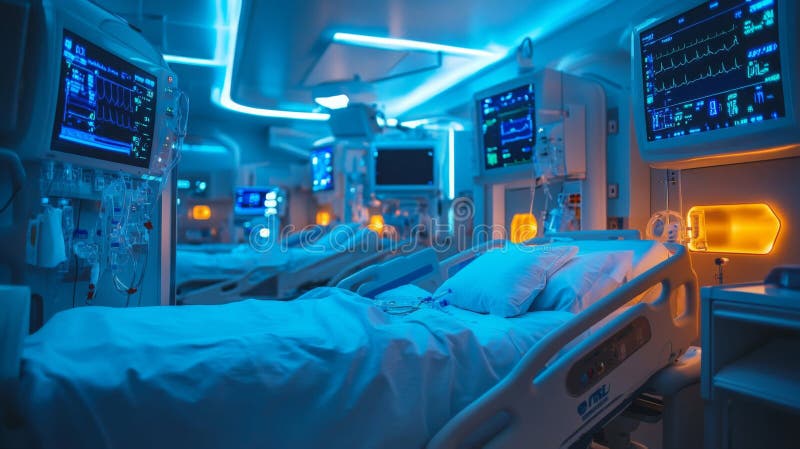 Intensive Care Unit, with Medical Machines and Monitoring Equipment ...