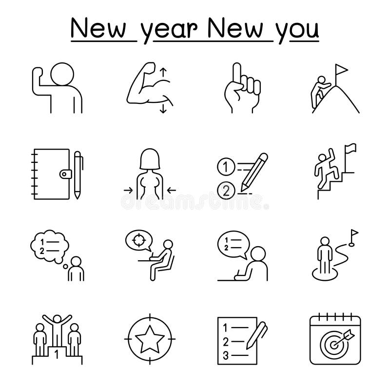 Intention & Planing Icon Set in Thin Line Style Stock Vector ...