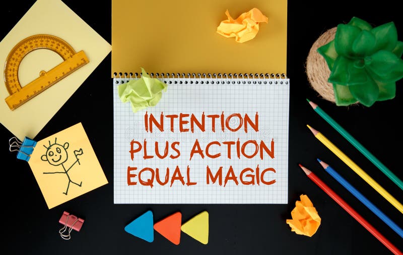 Intention Plus Action Equal Magic. Inspirational Motivating Quote on ...