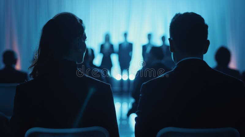 Intently Watching a Stage Performance Under a Spotlight Stock ...