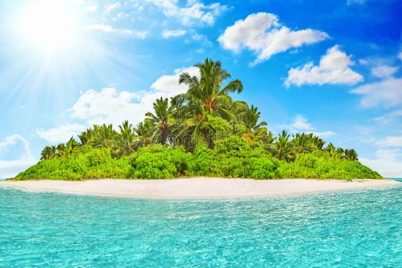 Intera Isola Tropicale All'interno Dell'atollo in Oceano Indiano Ed in ...